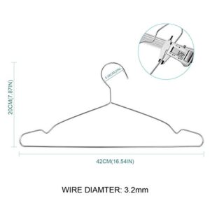 GOSKEY 50 Pack Stainless Steel Coat Hangers Metal Wire Hangers Heavy Duty Hangers, Space Saving Clothes Hangers 16.5in Ultra Thin Clothes Hangers