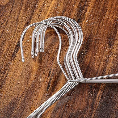 GOSKEY 50 Pack Stainless Steel Coat Hangers Metal Wire Hangers Heavy Duty Hangers, Space Saving Clothes Hangers 16.5in Ultra Thin Clothes Hangers