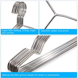 GOSKEY 50 Pack Stainless Steel Coat Hangers Metal Wire Hangers Heavy Duty Hangers, Space Saving Clothes Hangers 16.5in Ultra Thin Clothes Hangers