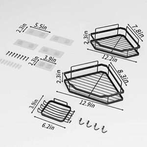 coobest 3-Pack Corner Shower Caddy,Bathroom Organizer,Self Adhesive Shower Shelves, Rustproof Stainless Steel Shower Shelf Shower Storage for Inside Shower,Wall -Mounted No Drilling Shower Rack Black