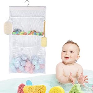 alyer multifunctional bath toy organizer,2-in-1hanging mesh shower caddy,no suction cup needed,installation free (white)