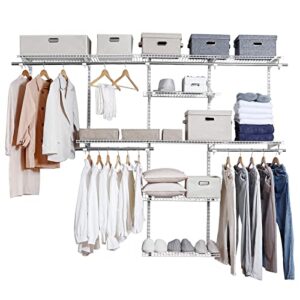 Homde Closet Organizer System Wall Mounted, 4-8 Ft Adjustable and Expandable Metal Wire Shelving Closet Kit, Custom DIY Wardrobe Closet Storage System with Shelf, Clothes Hanging Rods