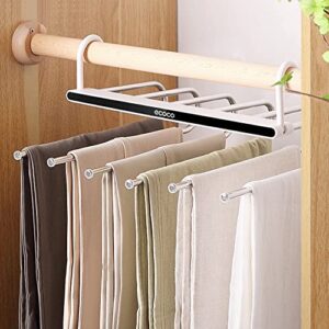 WudTus Pants Hangers Space Saving,2 Pack Closet Clothes Storage Organizer Clothes Hanger,6 Tier Non Slip Folding Stainless Steel Pants Skirt Magic Hangers for Scarf Jeans Trousers Ties Towels Leggings