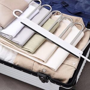 WudTus Pants Hangers Space Saving,2 Pack Closet Clothes Storage Organizer Clothes Hanger,6 Tier Non Slip Folding Stainless Steel Pants Skirt Magic Hangers for Scarf Jeans Trousers Ties Towels Leggings