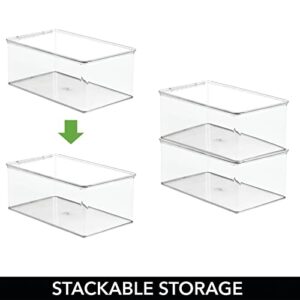 mDesign Stackable Plastic Closet Storage Container Bin Box with Hinge Lid for Organizing Shoes, Booties, Pumps, Sandals, Wedges, Flats, Heels - Lumiere Collection - 6 Pack - Clear