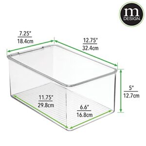 mDesign Stackable Plastic Closet Storage Container Bin Box with Hinge Lid for Organizing Shoes, Booties, Pumps, Sandals, Wedges, Flats, Heels - Lumiere Collection - 6 Pack - Clear