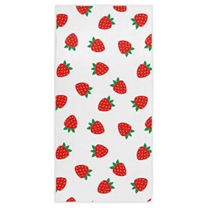 naanle fresh cute strawberry pattern soft absorbent hand towel decor for bathroom, guest, hotel, kitchen, gym and spa(16" x 30")