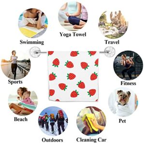 Naanle Fresh Cute Strawberry Pattern Soft Absorbent Hand Towel Decor for Bathroom, Guest, Hotel, Kitchen, Gym and Spa(16" x 30")