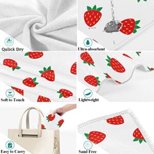 Naanle Fresh Cute Strawberry Pattern Soft Absorbent Hand Towel Decor for Bathroom, Guest, Hotel, Kitchen, Gym and Spa(16" x 30")