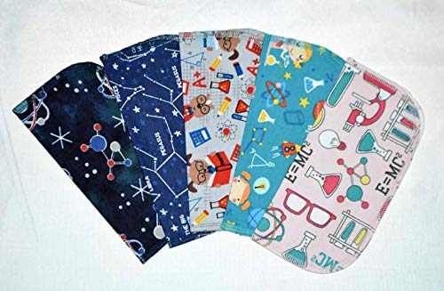 1 Ply World Of Science Flannel Washable Kids Lunchbox Napkins 8x8 inches 5 Pack - Little Wipes (R) Flannel