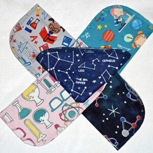 1 Ply World Of Science Flannel Washable Kids Lunchbox Napkins 8x8 inches 5 Pack - Little Wipes (R) Flannel