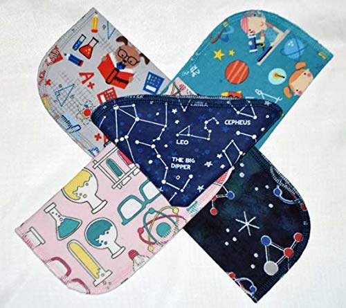 1 Ply World Of Science Flannel Washable Kids Lunchbox Napkins 8x8 inches 5 Pack - Little Wipes (R) Flannel