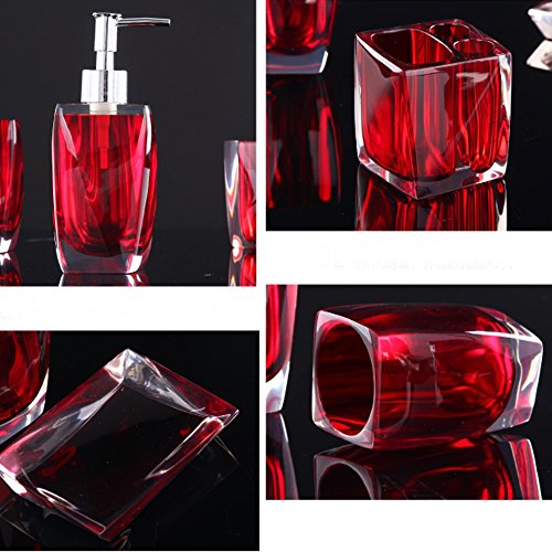 LUANT 5 Piece Bathroom Accessory Set Resin Soap Dish, Soap Dispenser, Toothbrush Holder & Tumbler