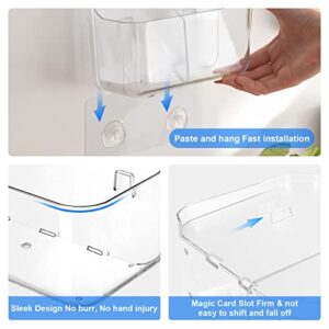 Diesisa Plastic Wall Mount Organizer, Adhesive Clear Storage Organizer with 2 Compartments, No Drilling Hang Walls, with Self Adhesive Tape, for Kitchen, Bathroom, Bedroom, Cabinet,Office