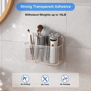 Diesisa Plastic Wall Mount Organizer, Adhesive Clear Storage Organizer with 2 Compartments, No Drilling Hang Walls, with Self Adhesive Tape, for Kitchen, Bathroom, Bedroom, Cabinet,Office