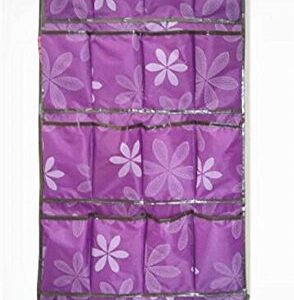 Black Temptation 20 Pockets Over The Door Shoe Organizers Hanging Storage Bag, Flower Purple