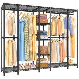 vipek v50 wire garment rack heavy duty clothes rack, large portable wardrobe rack clothes storage organizer closet multi-functional bedroom clothing rack, 89.8"lx15.7"wx76.4"h, max load 1100lbs, black