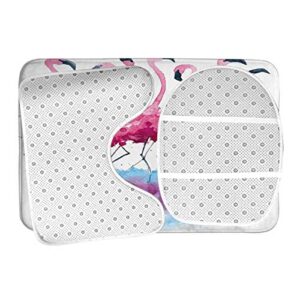 HOSNYE Flamingos Bathroom Rugs and Mats Sets 3 Piece Nature Wildlife Pink Elegant Flamingos Watercolor Painting Bath Mat U-Shaped Contour Shower Mat Toilet Lid Cover