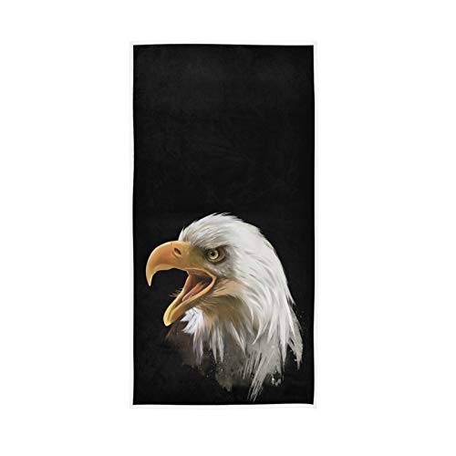 QUGRL Bald Eagle Hand Towels Black Freedom Day Guest Towel for Bathroom Decor, 4 of July Kitchen Dish Towels Fingertip Washcloths Decor for Spa Gym Sport 16 x 30 inches