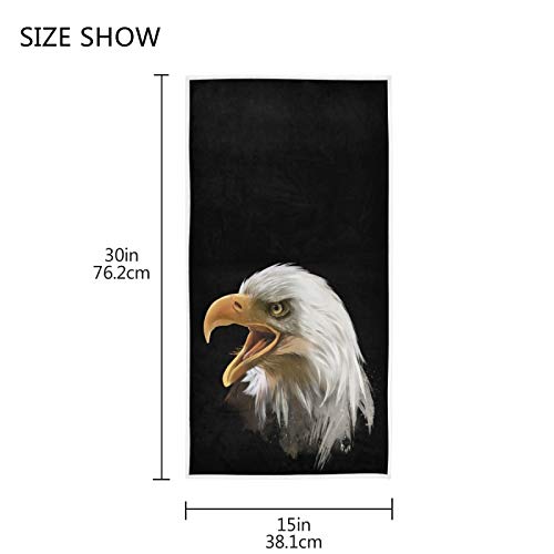 QUGRL Bald Eagle Hand Towels Black Freedom Day Guest Towel for Bathroom Decor, 4 of July Kitchen Dish Towels Fingertip Washcloths Decor for Spa Gym Sport 16 x 30 inches