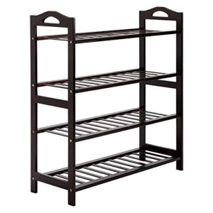 4 tier bamboo shoe rack shoe shelf organizer free standing stackable shoe shelf entryway shoe organizer unit storage rack natural shoe hold stand storage modern wood home furniture (ship from usa)