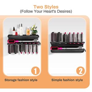 Holder Storage Stand Rack Wall Mount for Dyson Airwrap Curling Iron Accessories,Bathroom Organizer Holder for Dyson Airwrap,No Drilling Installation,Suitable for Bathroom|Bedroom|Hair Salon (Black)