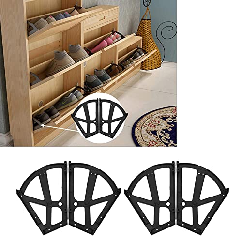 Shoes Cabinet Hinge, 4Pcs/Set Home Furniture Shoes Drawer Cabinet Flip Plate Frame Turning Rack Accessory Furniture Shoe Rack Hinged Flip Plate for Bedroom Living Room（Not Including Cabinet）