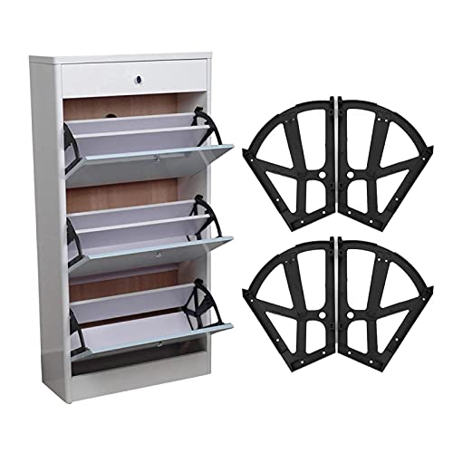 Shoes Cabinet Hinge, 4Pcs/Set Home Furniture Shoes Drawer Cabinet Flip Plate Frame Turning Rack Accessory Furniture Shoe Rack Hinged Flip Plate for Bedroom Living Room（Not Including Cabinet）