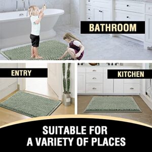 H.VERSAILTEX 3 Pieces Bathroom Rugs Sets Non Slip Extra Absorbent Bath Mat Set for Bathroom with Toilet Rugs for Tub, Shower Washable Carpets Set(17''x24''+20''x32''+20''x24'' U-Shaped, Sage)