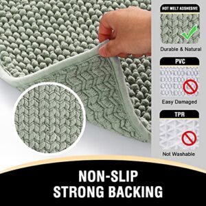 H.VERSAILTEX 3 Pieces Bathroom Rugs Sets Non Slip Extra Absorbent Bath Mat Set for Bathroom with Toilet Rugs for Tub, Shower Washable Carpets Set(17''x24''+20''x32''+20''x24'' U-Shaped, Sage)