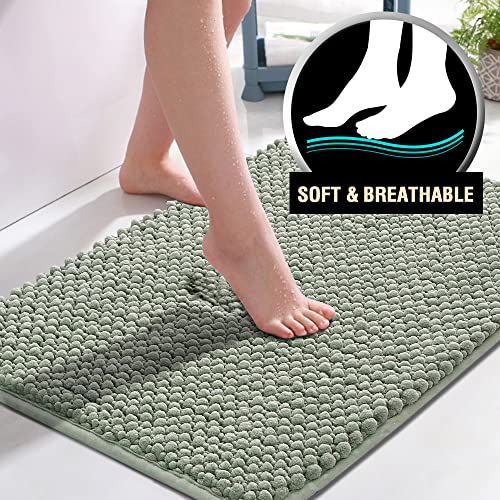 H.VERSAILTEX 3 Pieces Bathroom Rugs Sets Non Slip Extra Absorbent Bath Mat Set for Bathroom with Toilet Rugs for Tub, Shower Washable Carpets Set(17''x24''+20''x32''+20''x24'' U-Shaped, Sage)