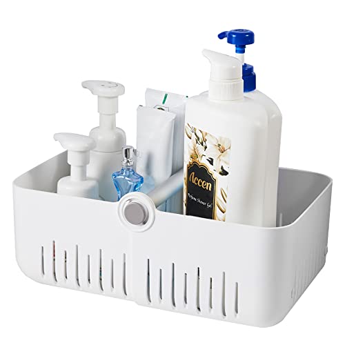 Domonic Home Plastic Shower Caddy Portable with Handle, Cleaning Caddy with Drain Holes, Bathroom Caddy for Dorm, Bathroom, Home, College