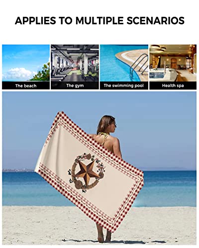 ArneCase Towel Sets for Bathroom Farmhouse Country Star and Primitive Berries On Retro Red Plaid Highly Absorbent Beach Towel Hand Towel Washcloths for Men Women Sports Yoga 3 Pcs