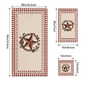 ArneCase Towel Sets for Bathroom Farmhouse Country Star and Primitive Berries On Retro Red Plaid Highly Absorbent Beach Towel Hand Towel Washcloths for Men Women Sports Yoga 3 Pcs