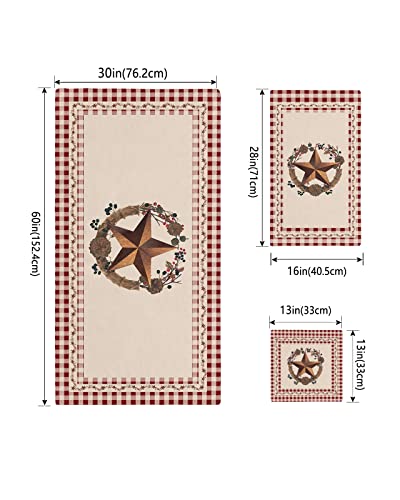 ArneCase Towel Sets for Bathroom Farmhouse Country Star and Primitive Berries On Retro Red Plaid Highly Absorbent Beach Towel Hand Towel Washcloths for Men Women Sports Yoga 3 Pcs