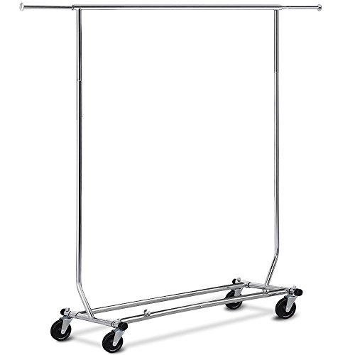 Yaheetech Heavy Duty Adjustable Commercial Grade Garment Rack Rolling Chrome Clothes Rack Hanging Rack with Wheels Retail Display Rack, Silver