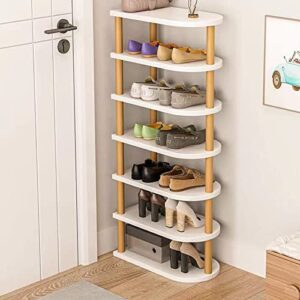 ylnapuopjia 7 tiers vertical shoe rack, corner shoe shelf, narrow shoe organizer for entryway, tall skinny shoe stand for closet, shoe tower, free standing space saving shoe rack