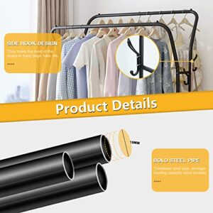 TORIBIO Garment Rack Free standing Clothes Hanger with Double Rods Upgrade Multi-functional Storage Shelf Coat Rack 4 Hooks Black