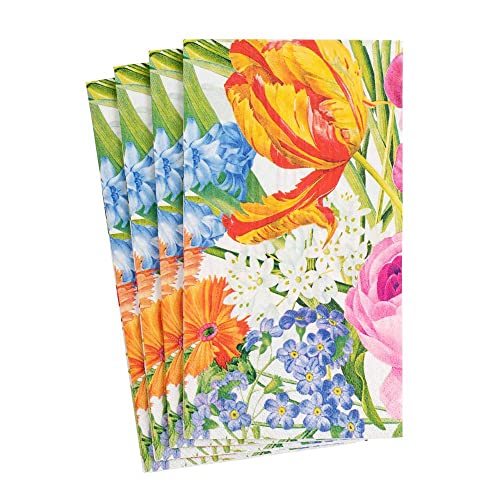 Caspari Redoute Floral Paper Guest Towel Napkins in Ivory, Pack of 15