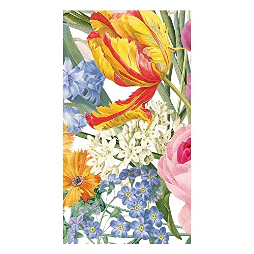 Caspari Redoute Floral Paper Guest Towel Napkins in Ivory, Pack of 15