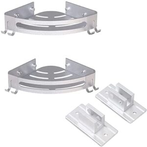 geekdigg 2 pack aluminum brackets for shower caddy shelf 2-pack shower shelves for tile walls, aluminum corner shower basket caddy