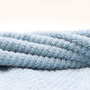 HYBIHYBI Face Towels 100% Cotton Loop Towel with Hanging Ring, Thick Super Absorbent Skincare Washcloths for Bath,Hand,Face,Spa and Gym 13.7 x 30.7 inches(2 Pack) (Light Blue)