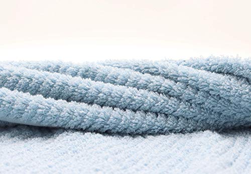 HYBIHYBI Face Towels 100% Cotton Loop Towel with Hanging Ring, Thick Super Absorbent Skincare Washcloths for Bath,Hand,Face,Spa and Gym 13.7 x 30.7 inches(2 Pack) (Light Blue)