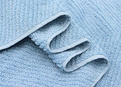 HYBIHYBI Face Towels 100% Cotton Loop Towel with Hanging Ring, Thick Super Absorbent Skincare Washcloths for Bath,Hand,Face,Spa and Gym 13.7 x 30.7 inches(2 Pack) (Light Blue)