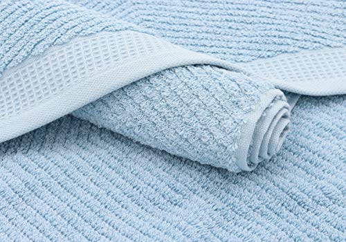 HYBIHYBI Face Towels 100% Cotton Loop Towel with Hanging Ring, Thick Super Absorbent Skincare Washcloths for Bath,Hand,Face,Spa and Gym 13.7 x 30.7 inches(2 Pack) (Light Blue)