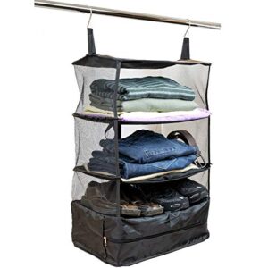 collapsable portable hanging storage organizer with zippered compartment perfect for travel and packing