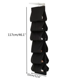 HAN SHENG 2 Pcs 12 Pockets Hanging Shoes Organizer Clothes Closet Organizers Foldable Bags Hanging Organizer Shoes Storage Shoes Protector Storage Bag with Hanger (Black)