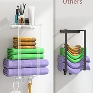 NPPLUS Towel Racks for Bathroom,Acrylic Clear Towel Rack Holder Wall Mounted, Towel Storage Organizer, Bath Towel Holder for Folded Large Towel Washcloths, Small Rolled Towels, Hand Towels