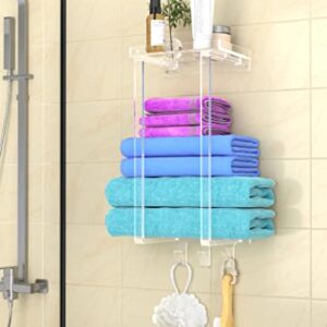 NPPLUS Towel Racks for Bathroom,Acrylic Clear Towel Rack Holder Wall Mounted, Towel Storage Organizer, Bath Towel Holder for Folded Large Towel Washcloths, Small Rolled Towels, Hand Towels