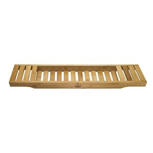 palm naki bamboo bathtub tray - premium bath caddy, bathroom accessory tray for bathtub, slip resistant, eco friendly bath caddy